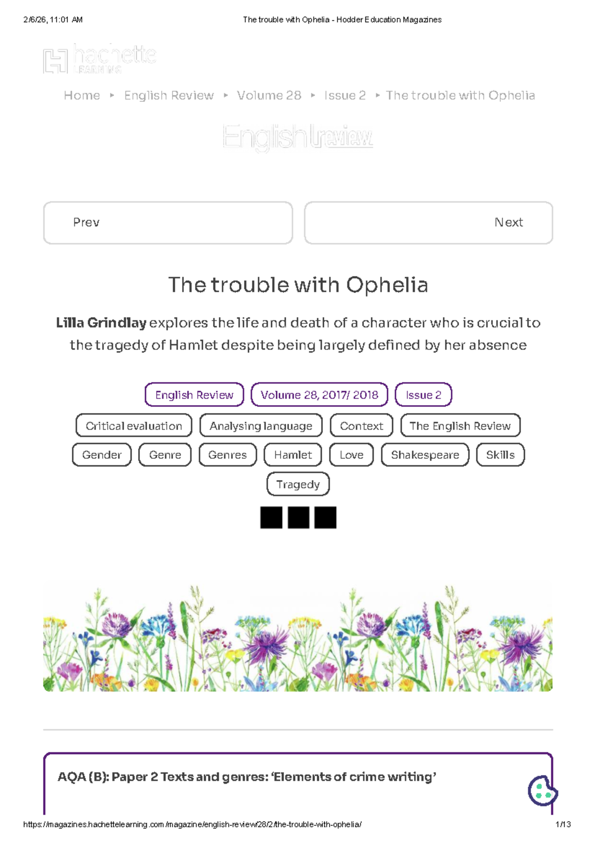The Trouble with Ophelia: A Critical Analysis of Gender in Hamlet (AQA ...