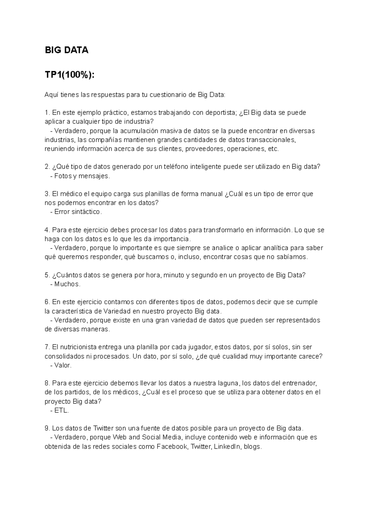 TP1, TP3 y TP4 de Big Data: Preguntas y Respuestas sobre Conceptos Clave - Studocu