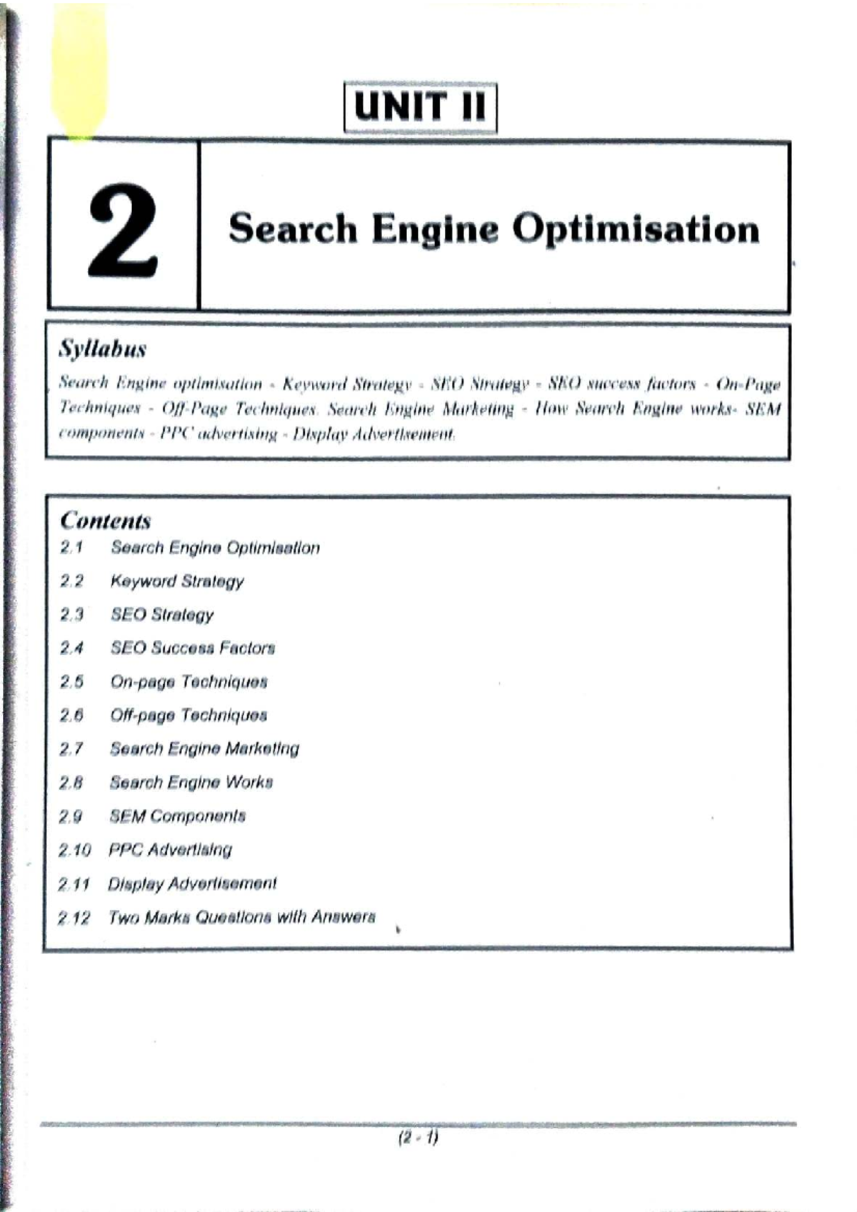 CCW332 Digital Marketing Unit 2: SEO & SEM Key Concepts - Studocu