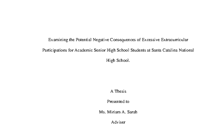 Potential Negative Effects of Excessive Extracurricular Activities on ...