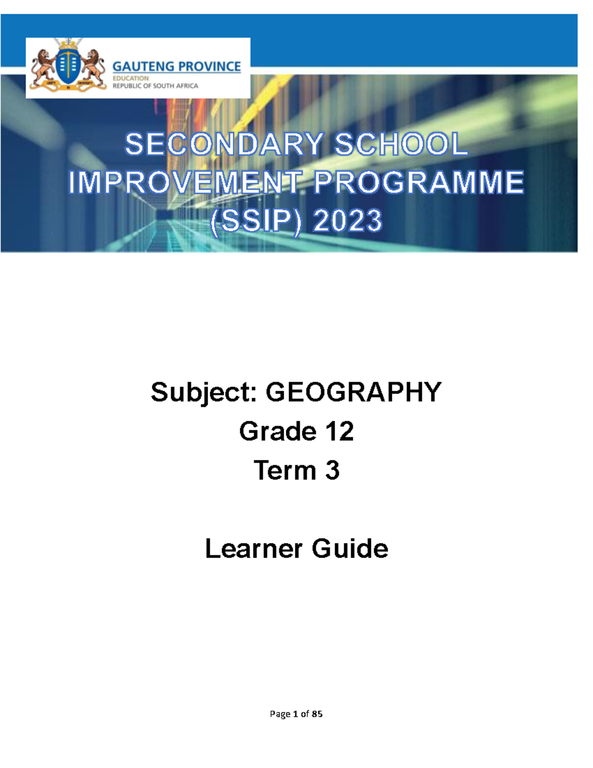 Geography Grade 12 Term 3 - Learner Guide & Economic Topics 014747 ...