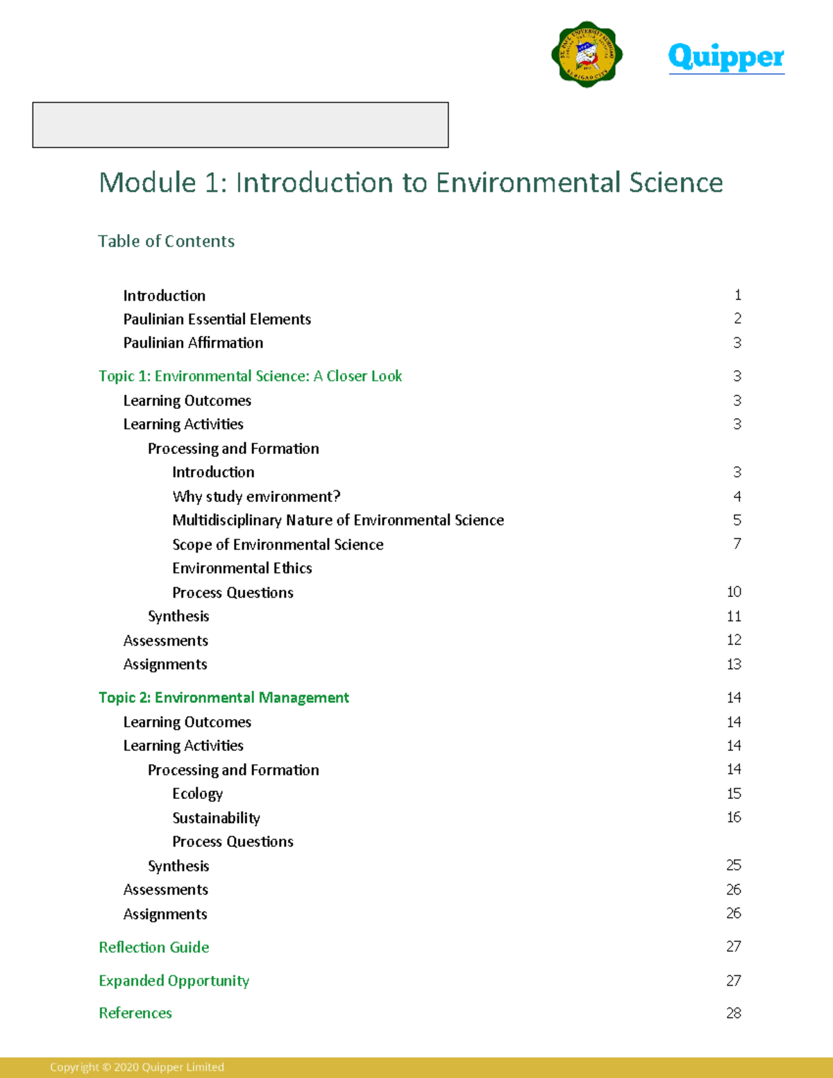 ENVI-SCI- Midterm - ENVIRONMENT SCIENCE - Table of Contents ...
