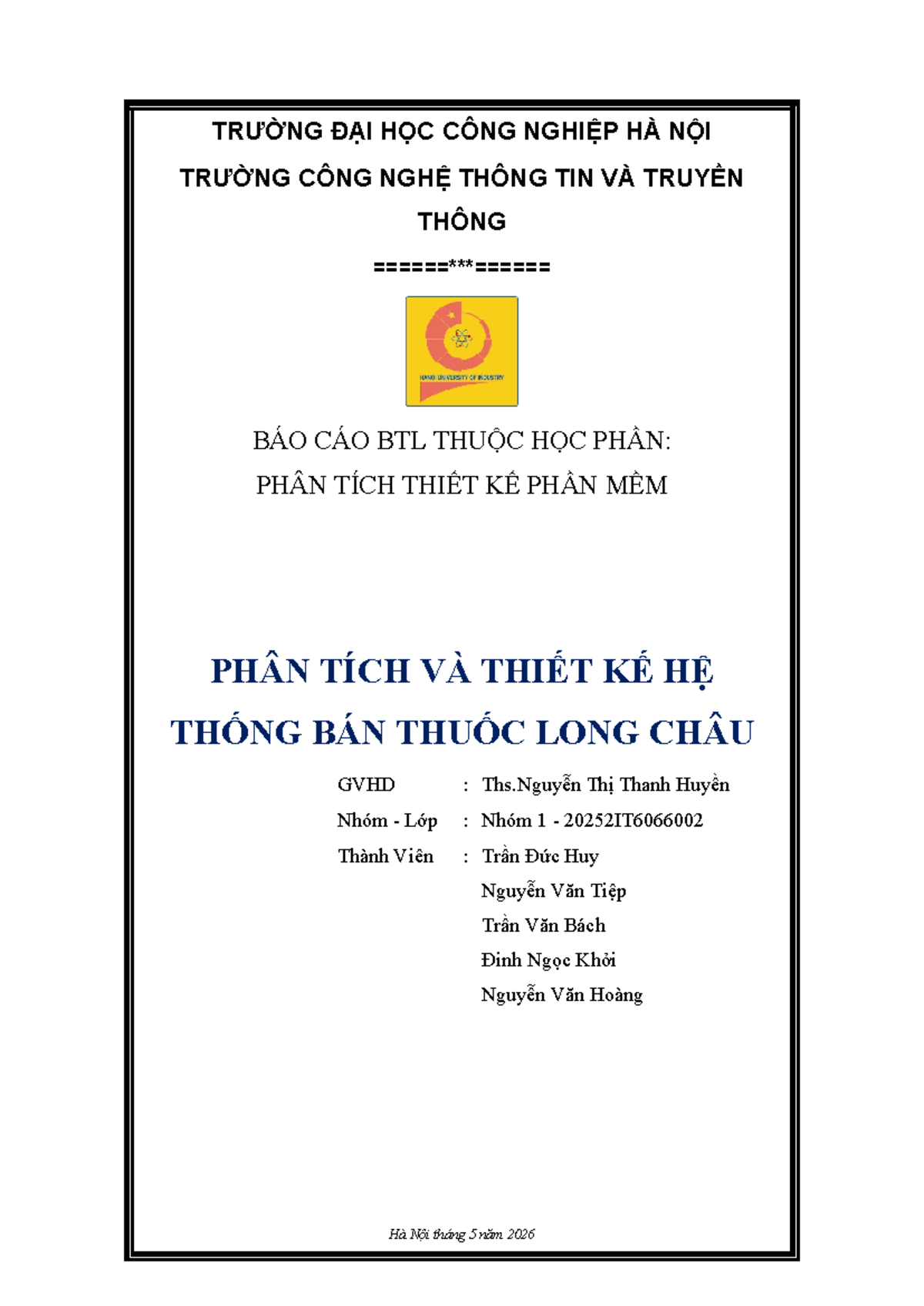 BTL Nhóm 1: Phân Tích và Thiết Kế Hệ Thống Bán Thuốc Long Châu ...