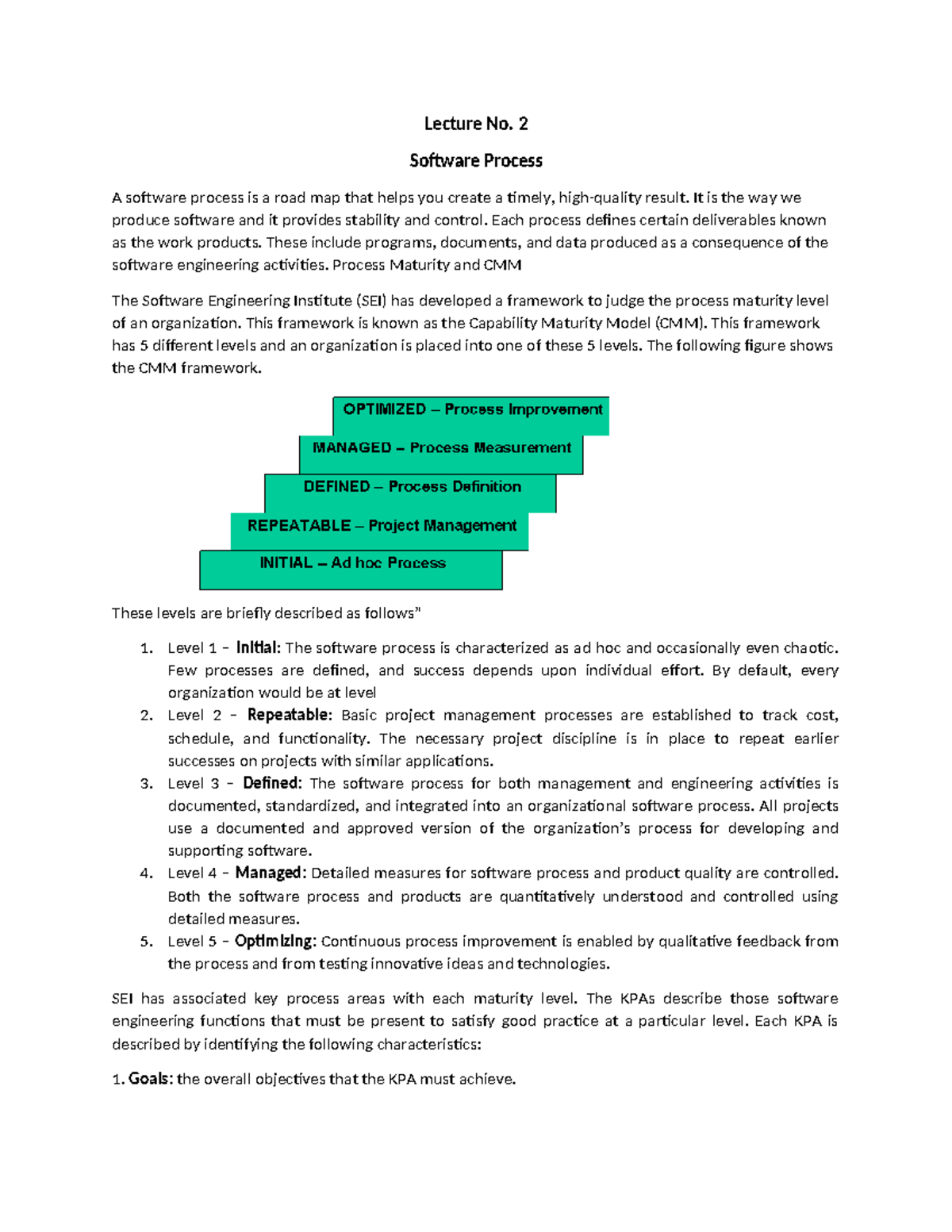 Lesson 2 Software Engineering - Lecture No. 2 Software Process A ...