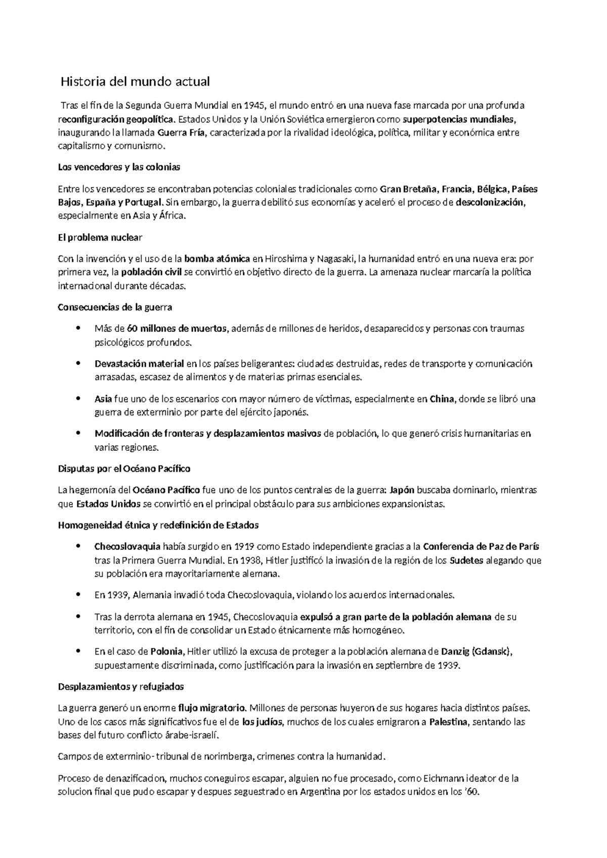 Historia del Mundo Actual: Geopolítica y Conflictos Post-Segunda Guerra ...