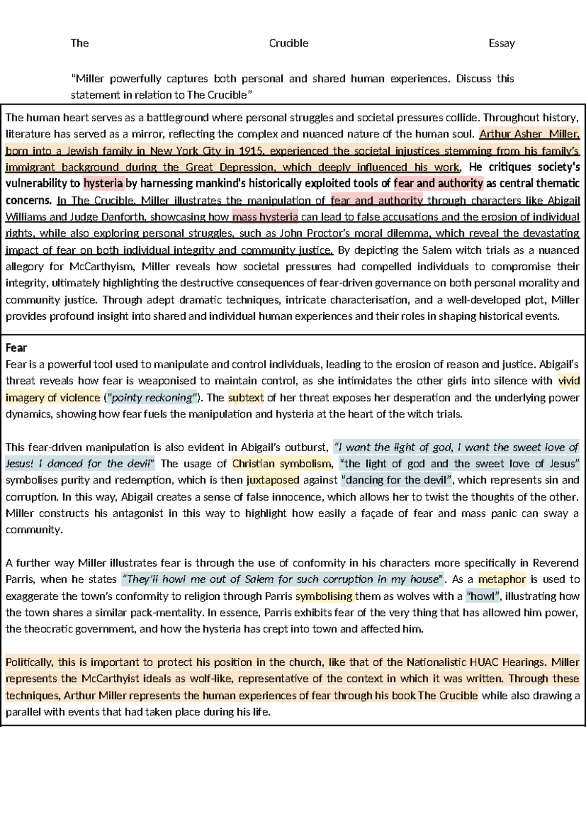 The Crucible Essay Analysis: Exploring Hysteria and Human Experience ...
