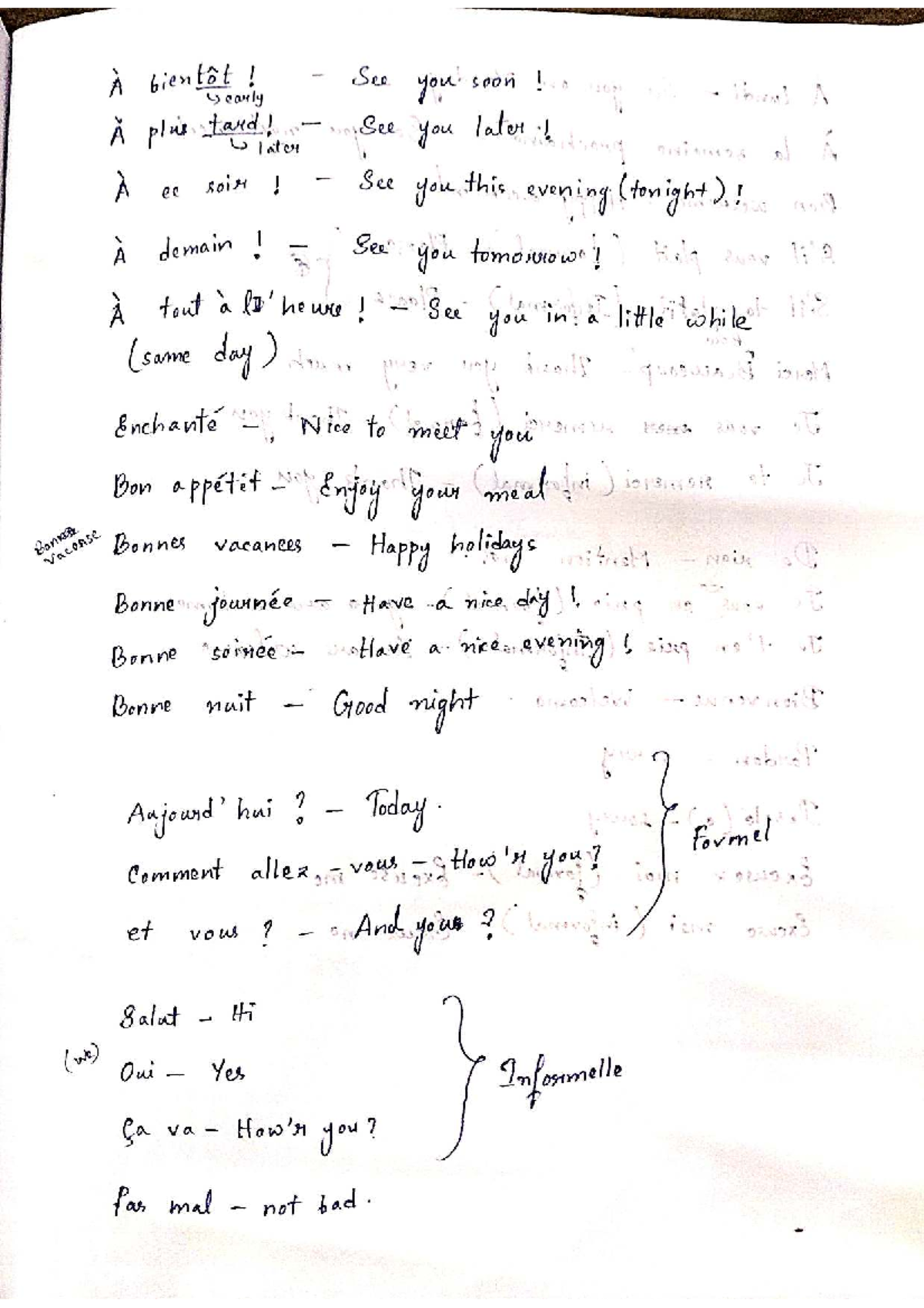 French Language Notes: Vocabulary, Grammar, and Expressions - Studocu