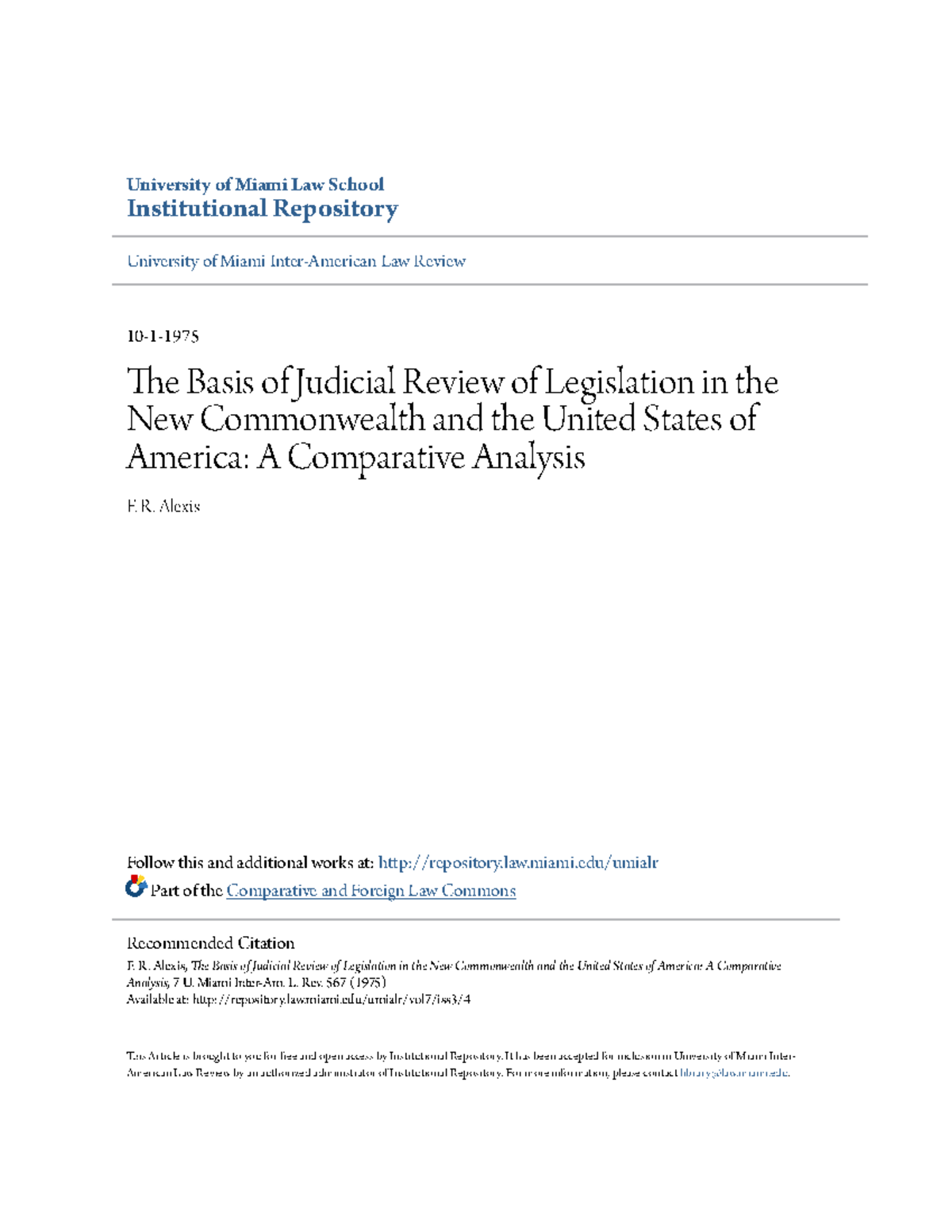 Judicial Review of Legislation: Comparative Analysis in the New ...