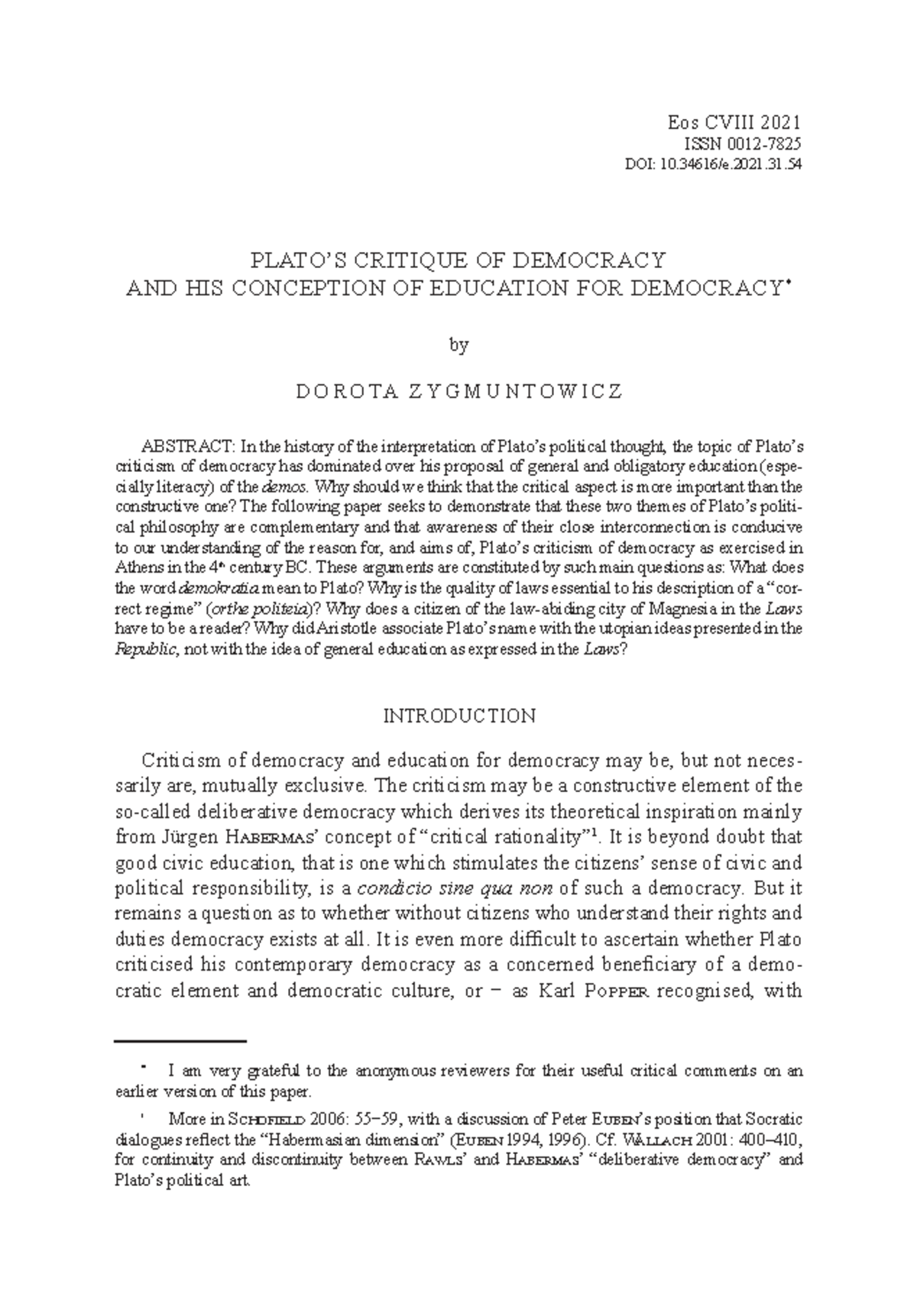 Plato's Critique of Democracy and Educational Proposals (PHIL 2021 ...