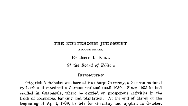 Nottebohm judgement - THE NOTTEBOHM JUDGMENT (SECOND PHASE) Joser L ...