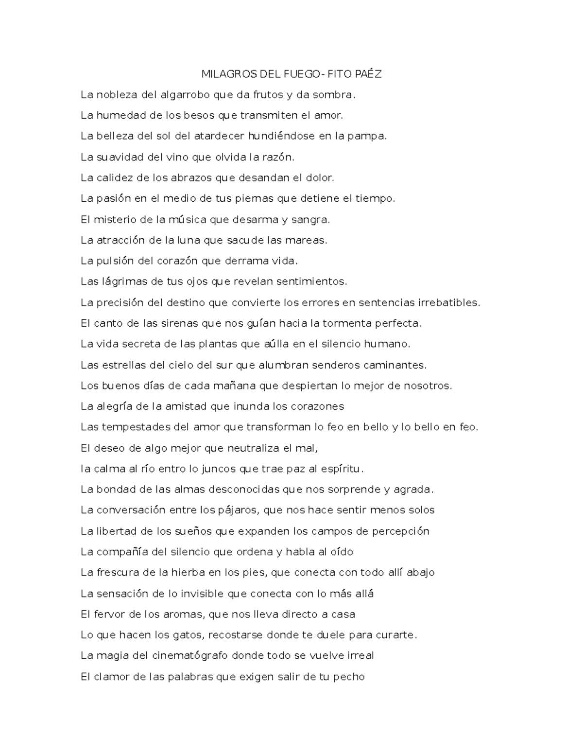 Poema de Fito Páez: La Magia de la Vida y el Amor - Studocu