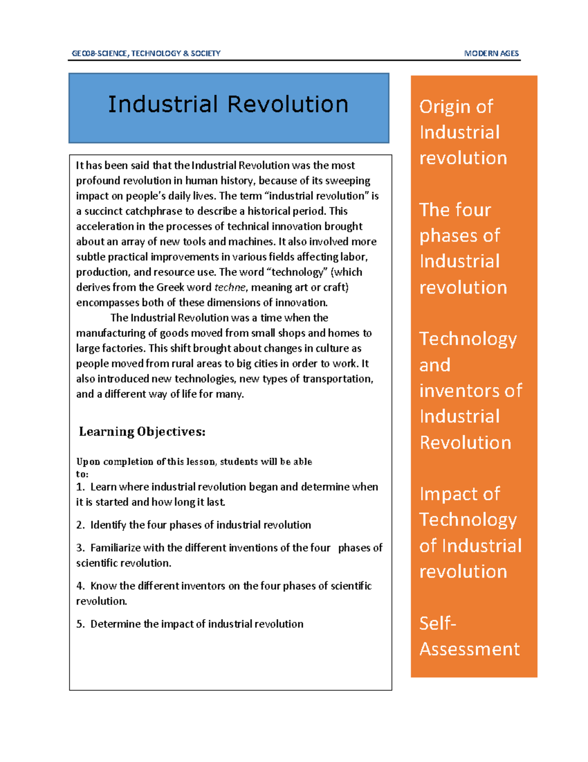 Industrial Revolution Overview: Phases, Impact, and Innovations - Studocu