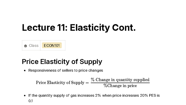 Lecture 11: Elasticity Cont. - ECON101 Price Elasticity Insights - Studocu