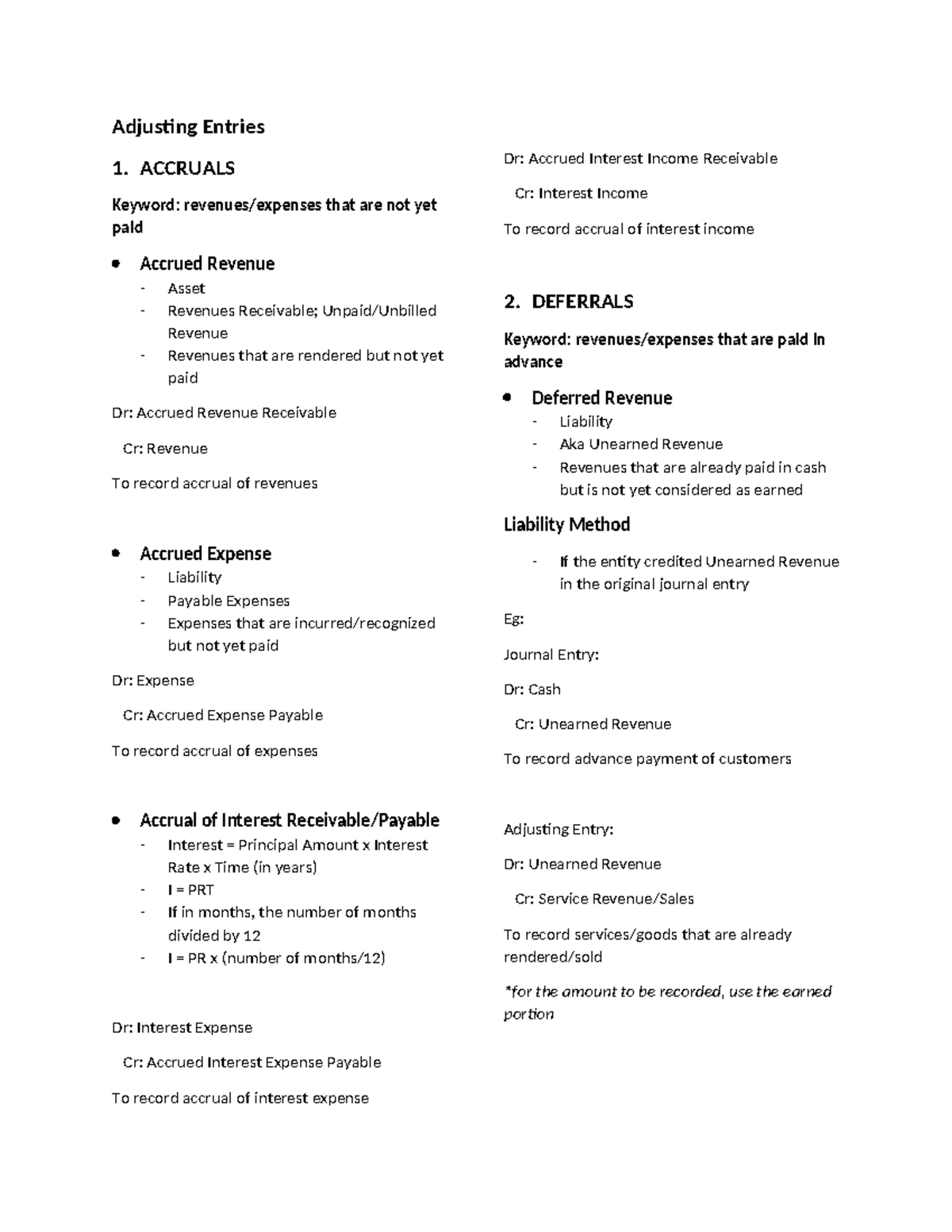 Adjusting Entries Guide: Accruals & Deferrals in Accounting - Studocu