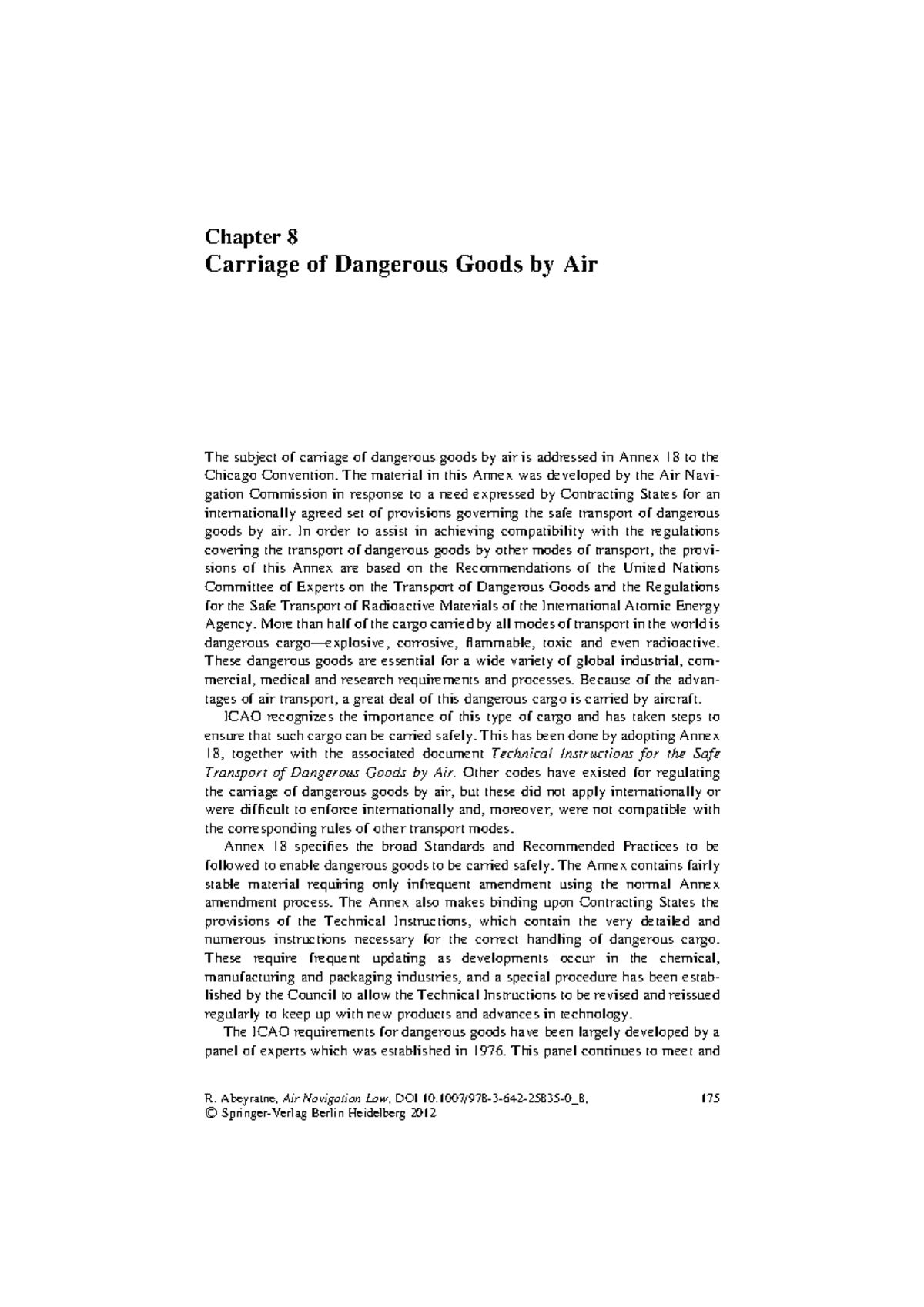 Chapter 8: Carriage of Dangerous Goods by Air (ICAO Regulations) - Studocu