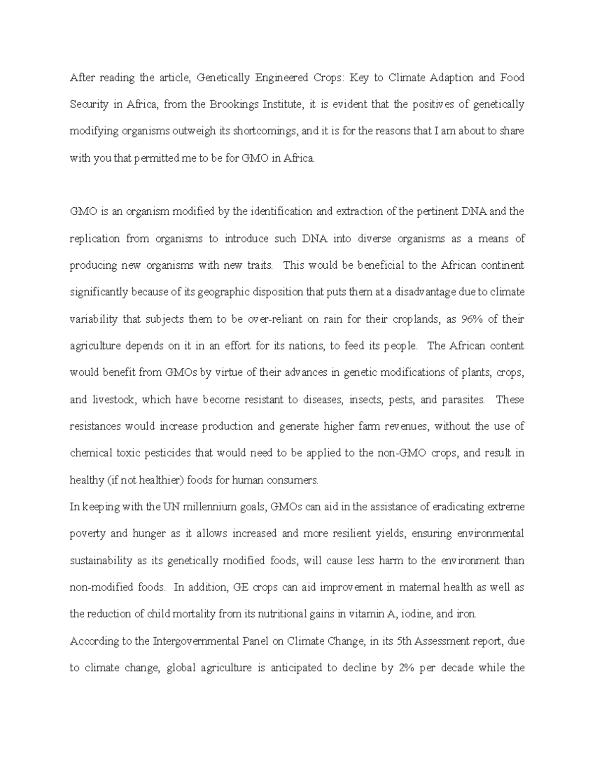 Globalization Unit 7 Written Assignment - After reading the article ...