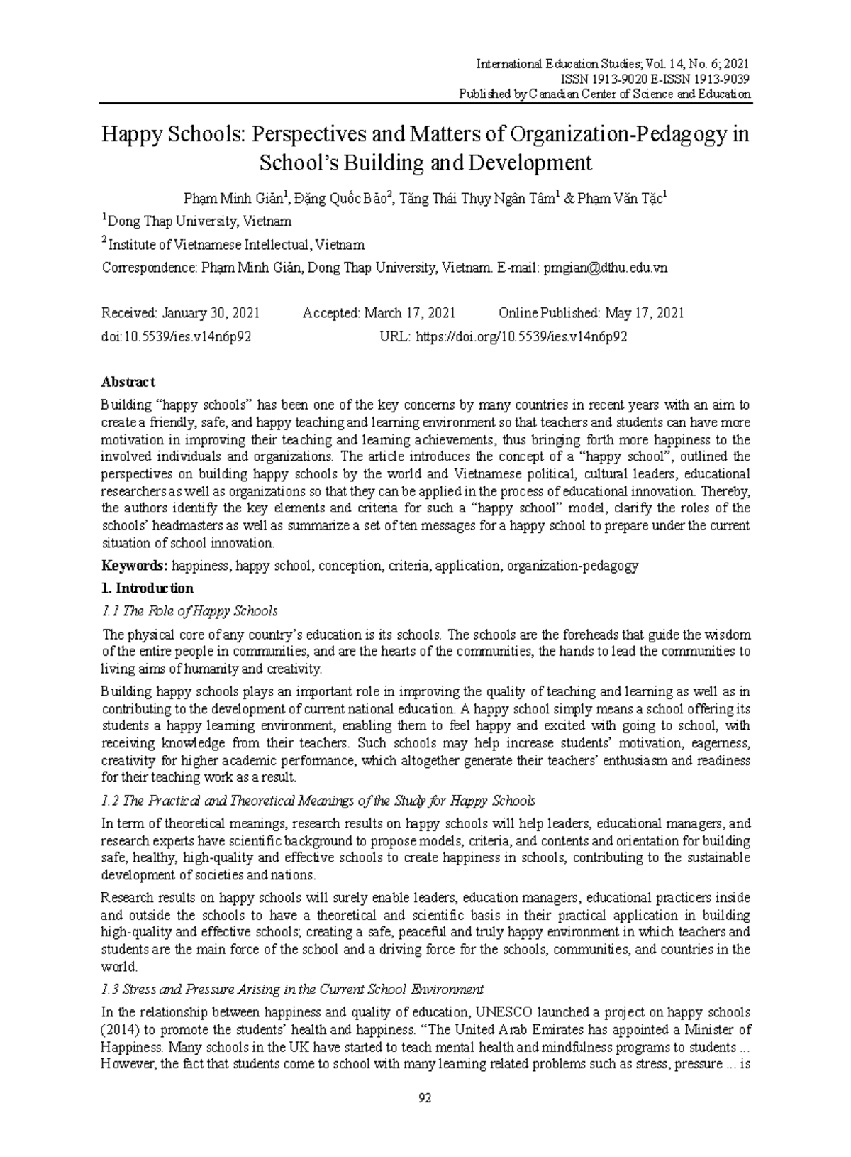 Happy Schools: Perspectives and Development Strategies (INTL ED 14 ...