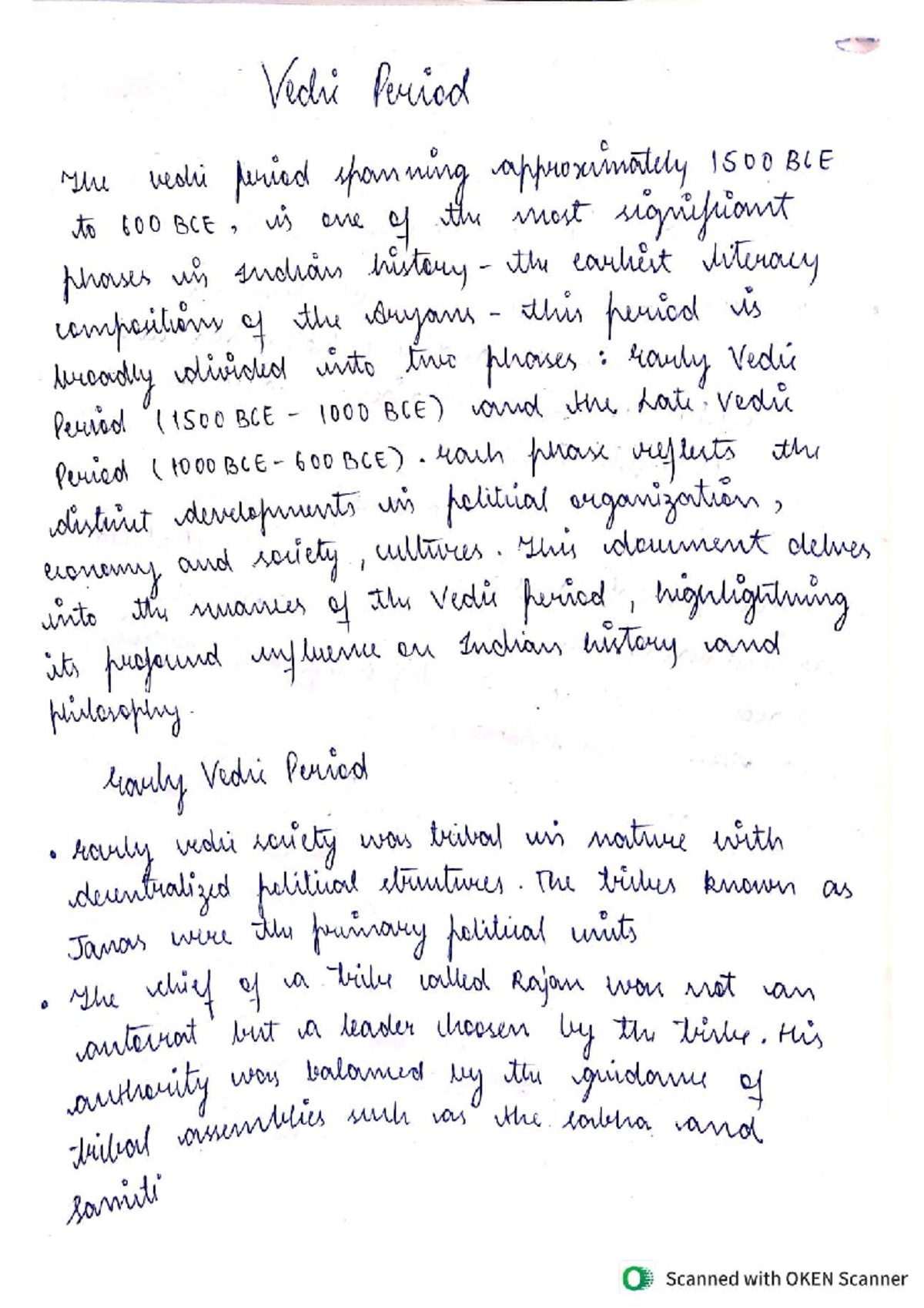 Vedic Period Overview: Early and Late Phases (HIST 101) - Studocu