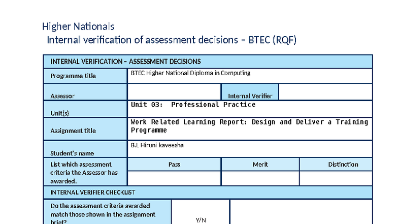 BTEC HND Computing Unit 03: Professional Practice Assignment - Studocu