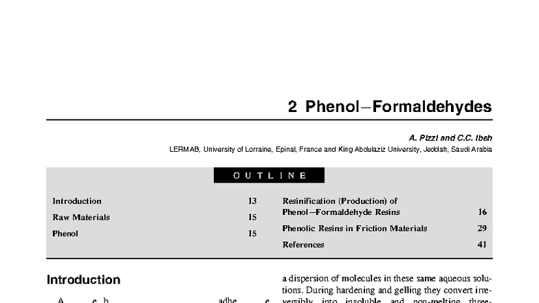 Phenolic Resins Handbook: Insights on Production & Applications - Studocu