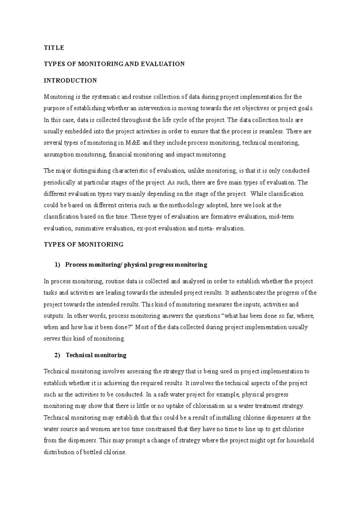Types of Monitoring and Evaluation in Project Management: An Overview ...