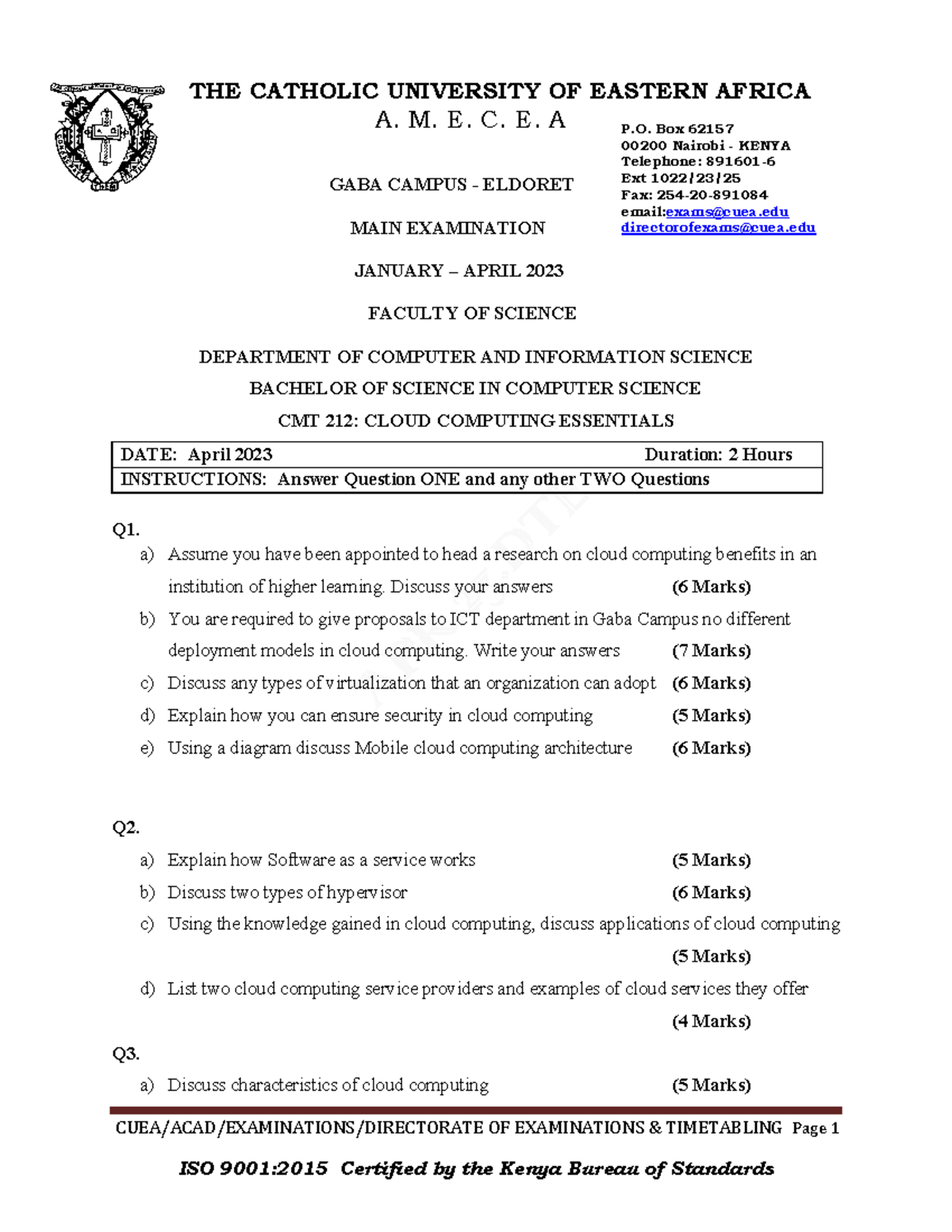 CMT212 Cloud Computing Essentials - Past Exam Papers (Jan & Dec 2023 ...