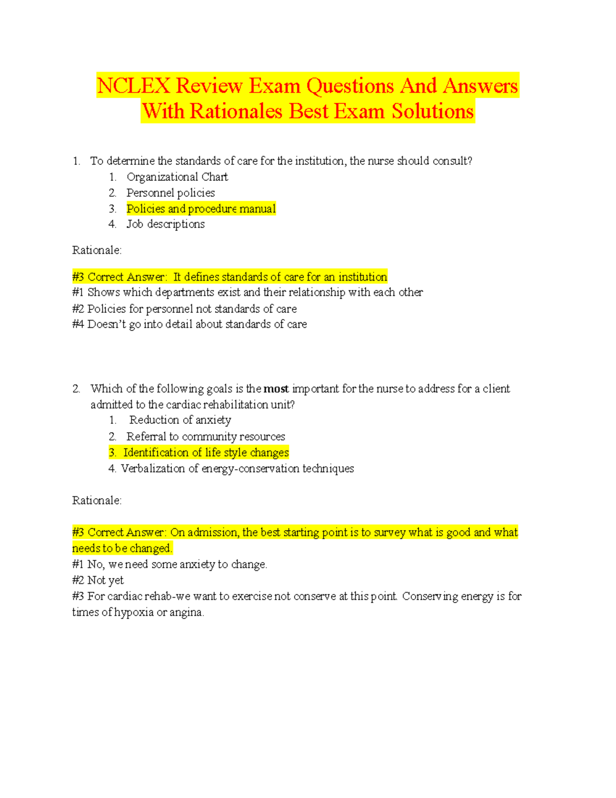 Nclex Review Exam with Rationales.pdf - NCLEX Review Exam Questions And Answers With Rationales ...