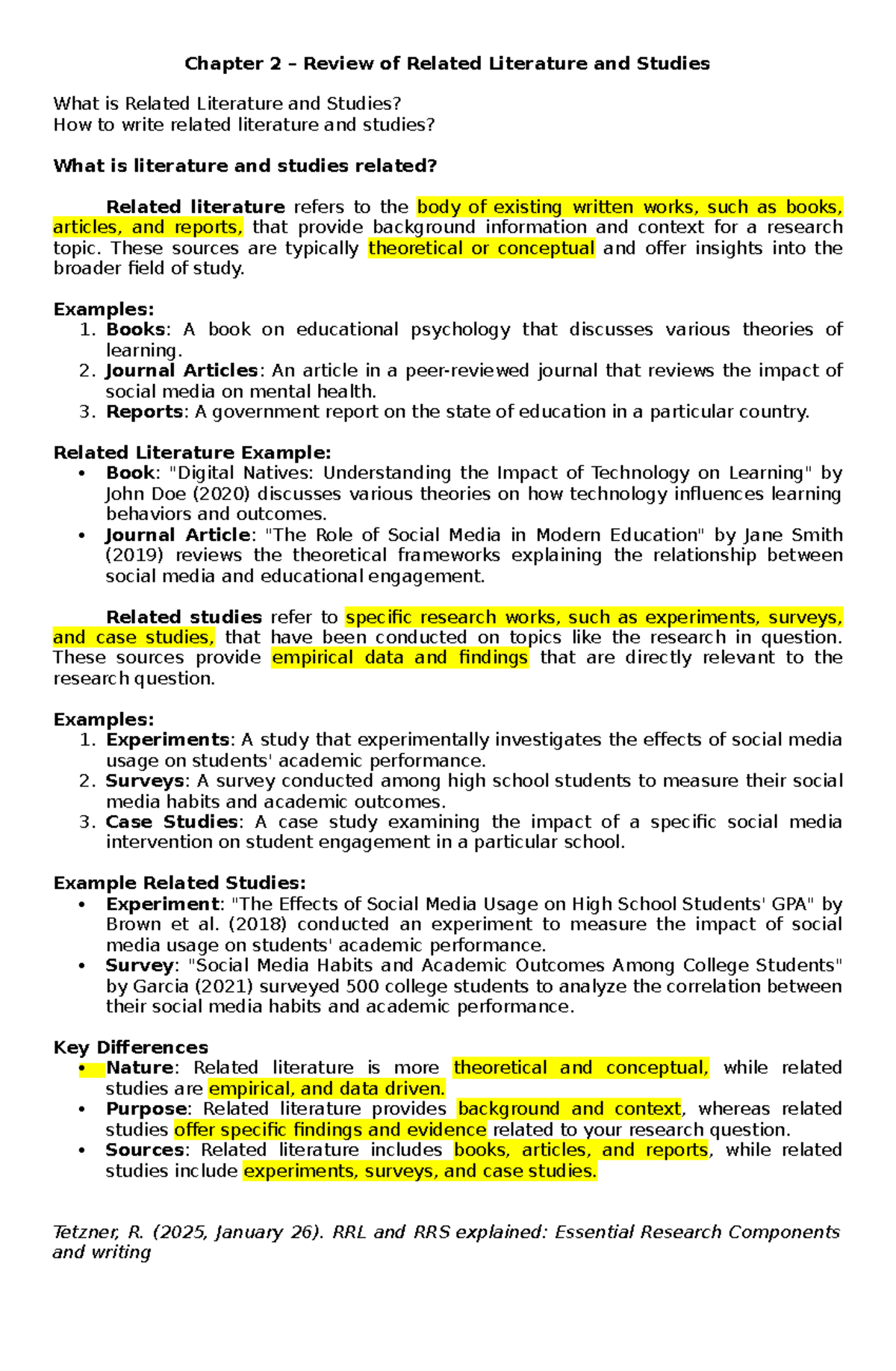 Chapter 2 RRL & RRS: Understanding Literature & Studies - Studocu