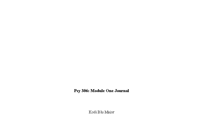 Psy 306: Module One Journal on Psychology & Criminal Justice - Studocu