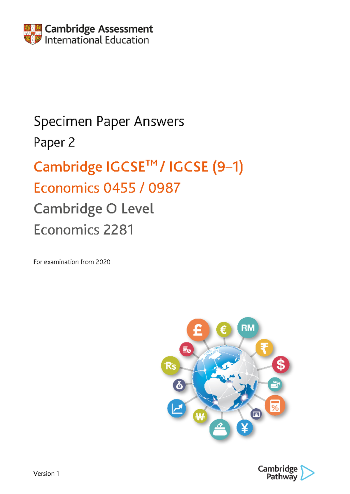 Economics 0455/0987: IGCSE Specimen Paper 2 Answers & Commentary - Studocu