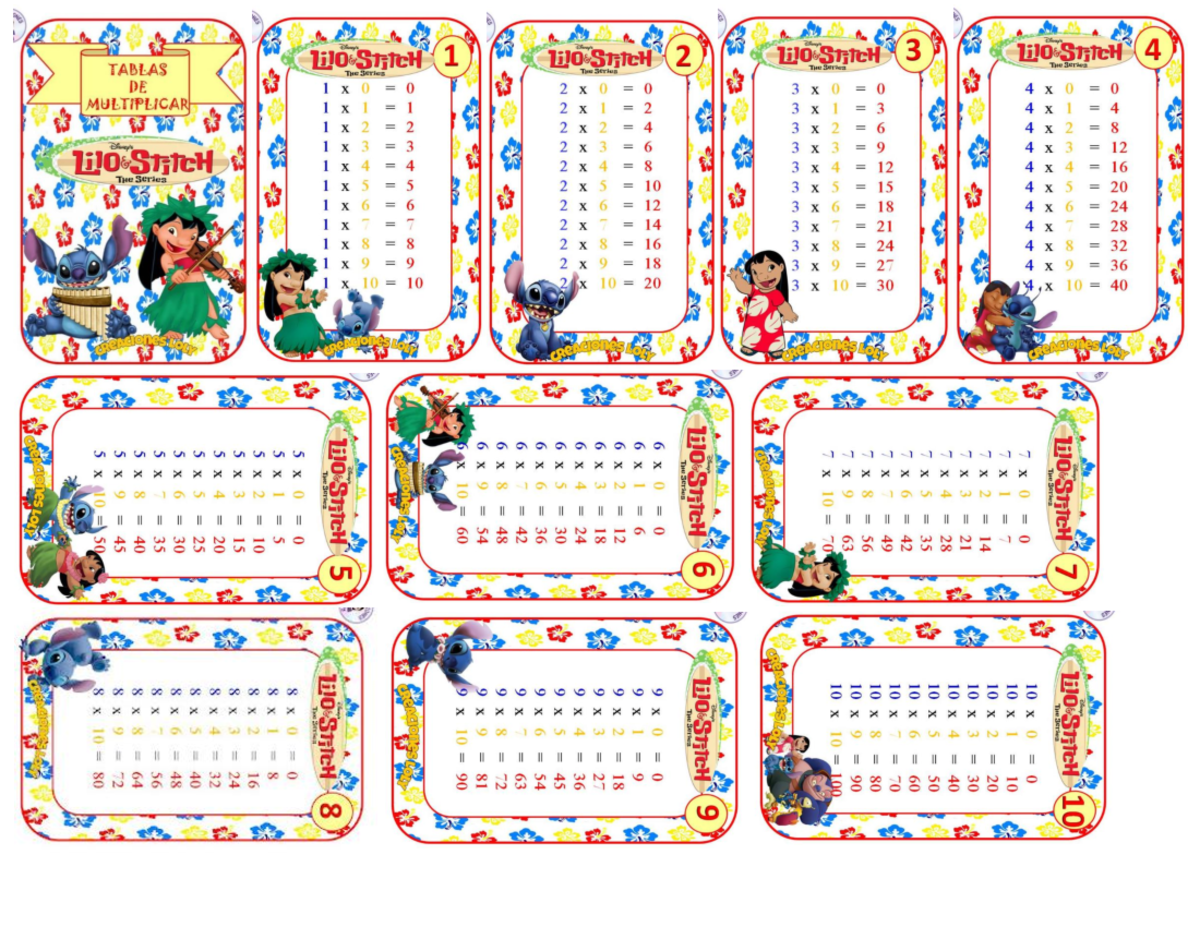 Tablas de multiplicar-2 - the Li!O Stich 1 Lilo Stitch 2 Lilo Stitch 3 ...