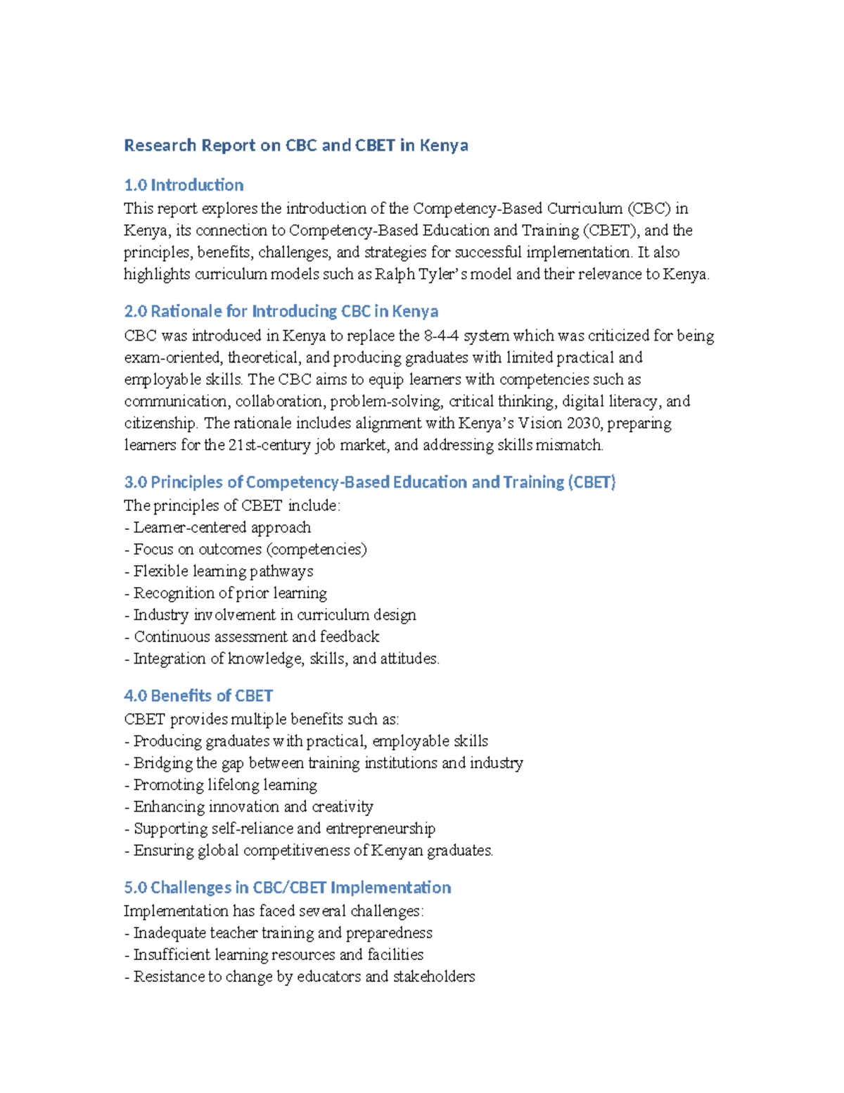 Research Report on CBC and CBET in Kenya: Principles and Challenges ...