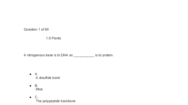 Final Exam Practice - Biology 101: DNA and Protein Synthesis - Studocu