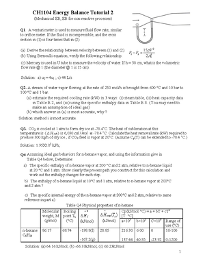 Chapter 8 Energy Balance for non-reactive process - CH Chapter 8: Balance on Nonreactive ...