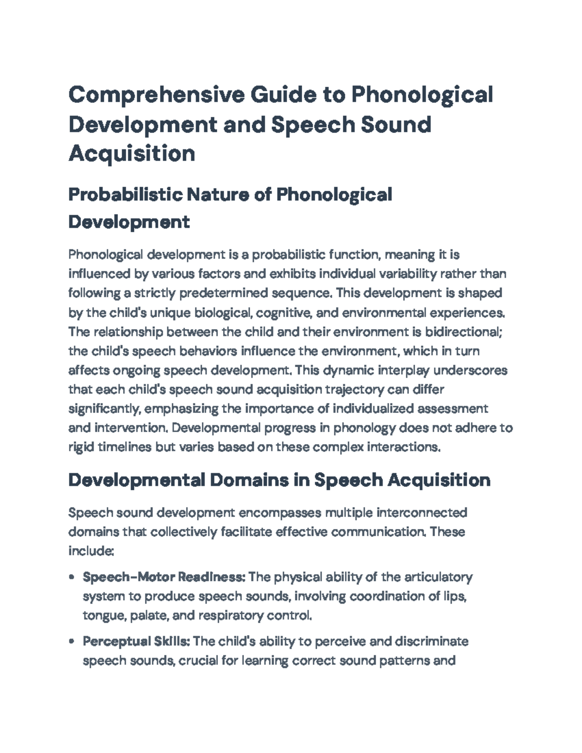Comprehensive Guide to Phonological Development and Speech Sound ...