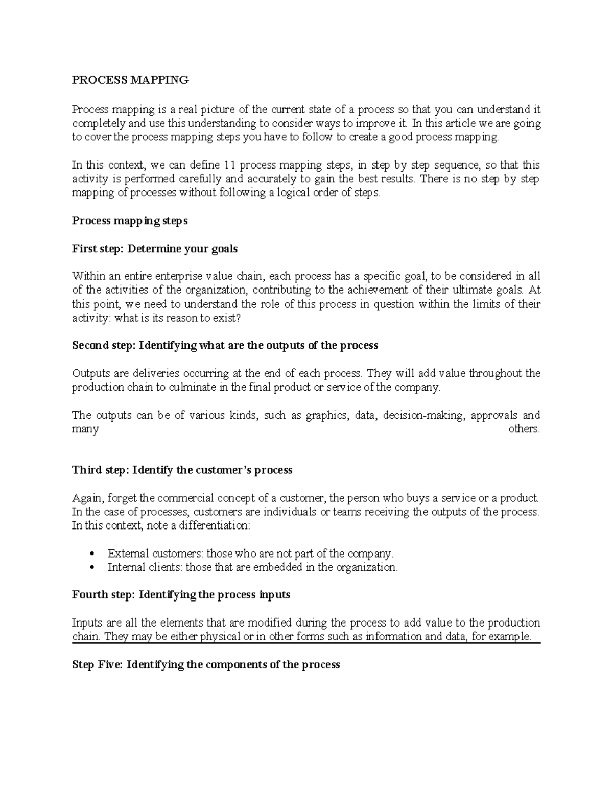 Business Process Mapping: Steps for Effective Process Improvement - Studocu