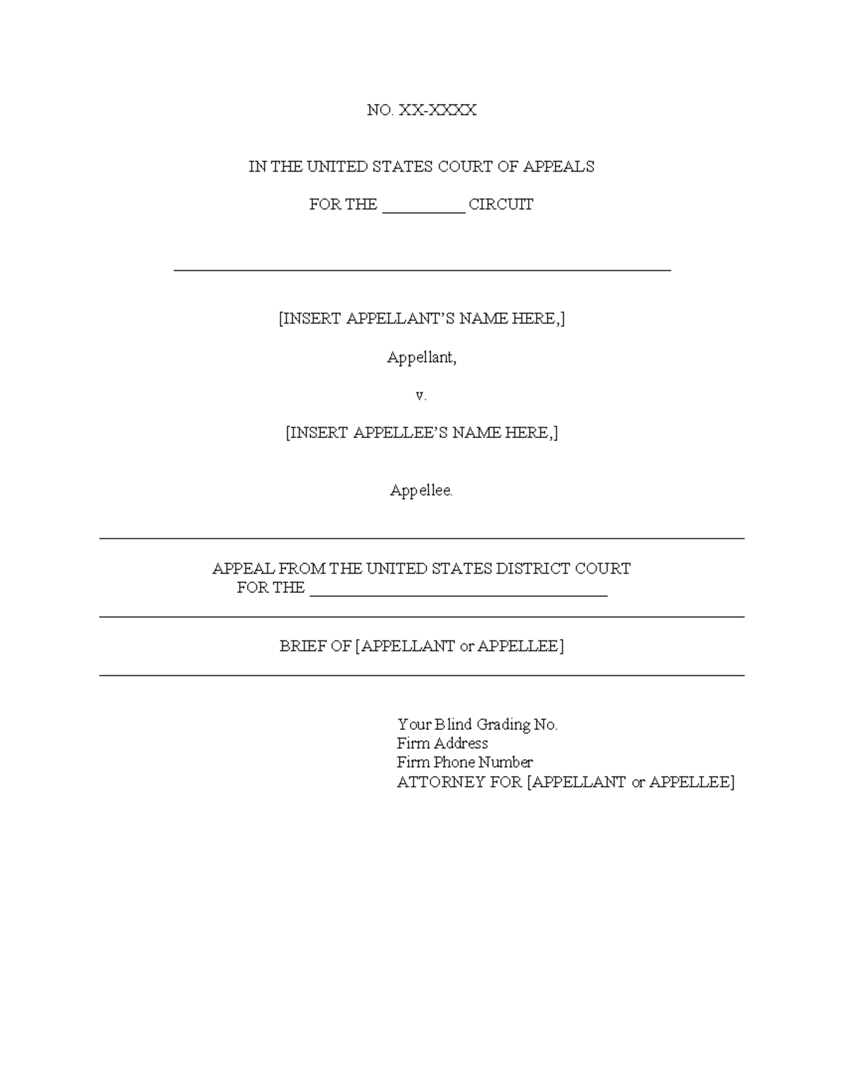 Legal Brief Template for Appellate Court Submission - Studocu