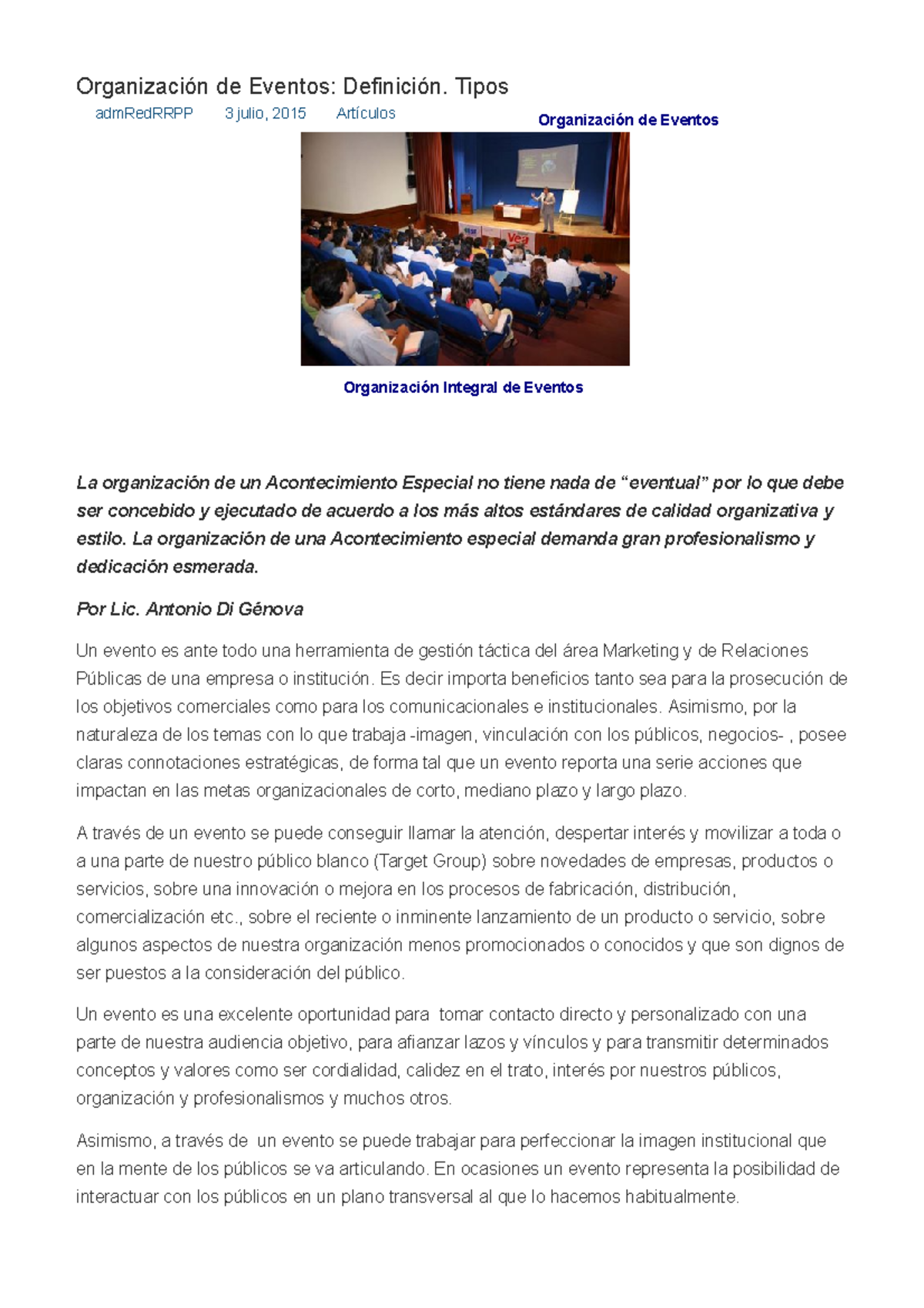 C3: Organización de Eventos - Definición y Tipos de Eventos - Studocu