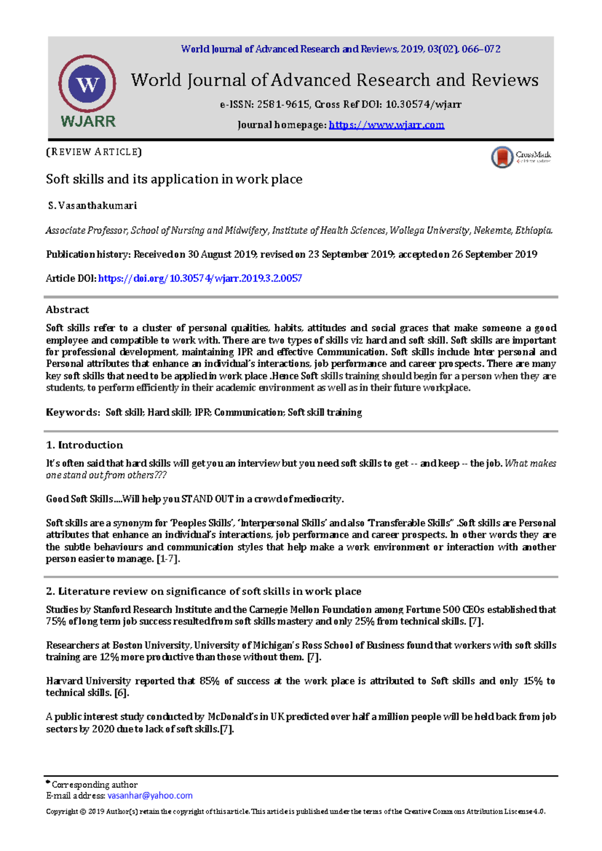 Soft skills and its application in work place - World Journal of ...