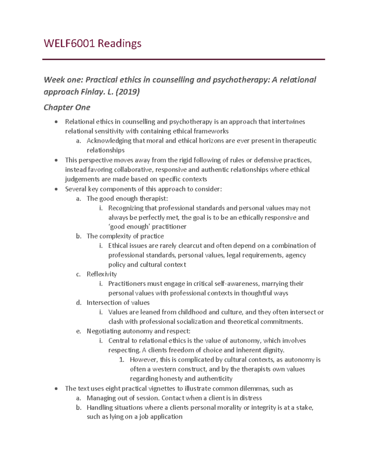WELF6001 Readings: Practical Ethics in Counselling & Psychotherapy ...