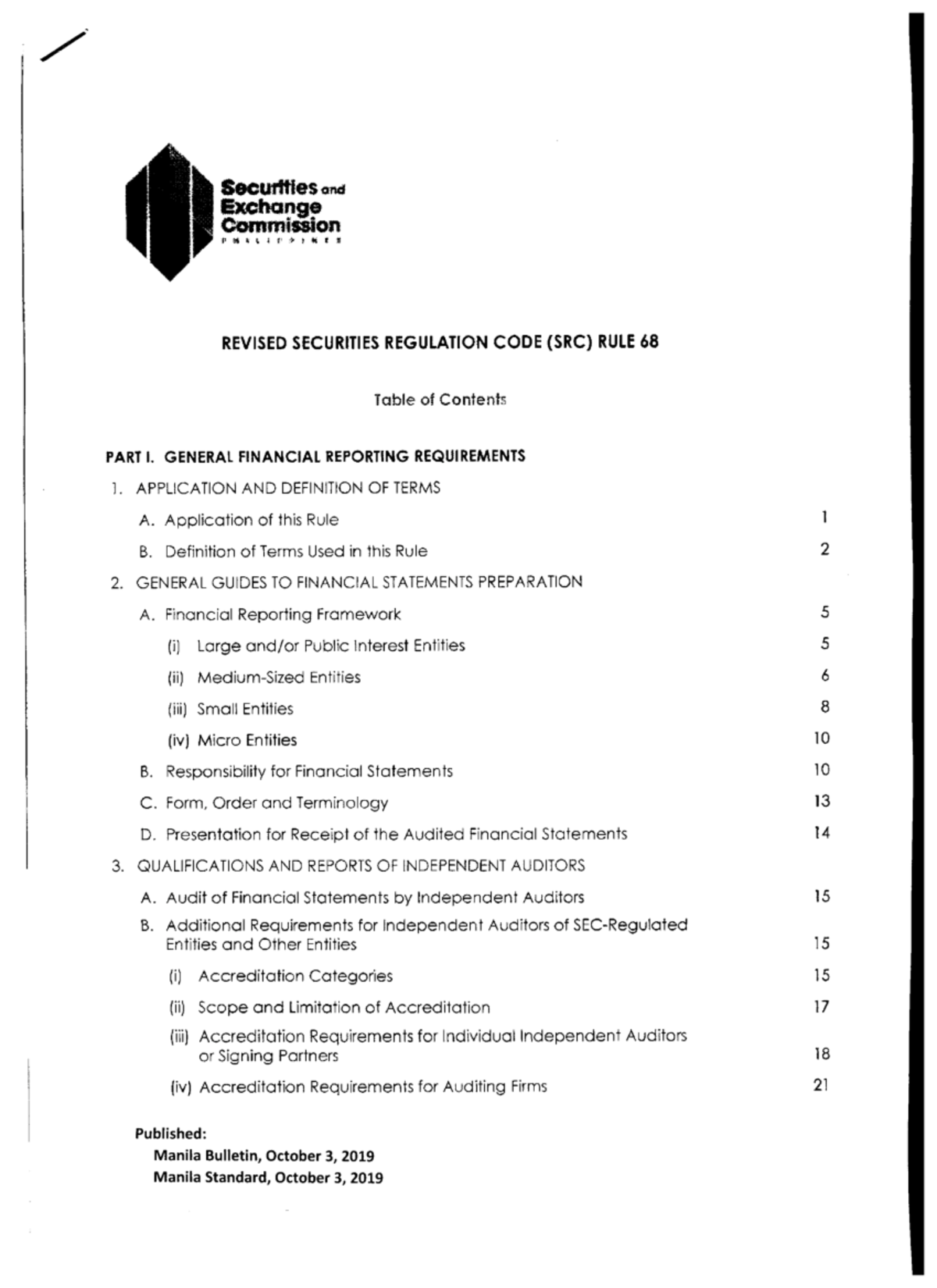 2019 SRC Rule 68: Revised Securities Regulation Code Overview - Studocu