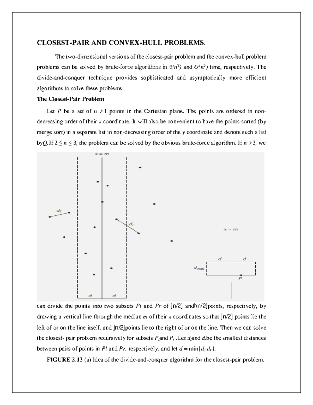 Closest Pair Problem: Divide and Conquer Algorithm Analysis - Studocu