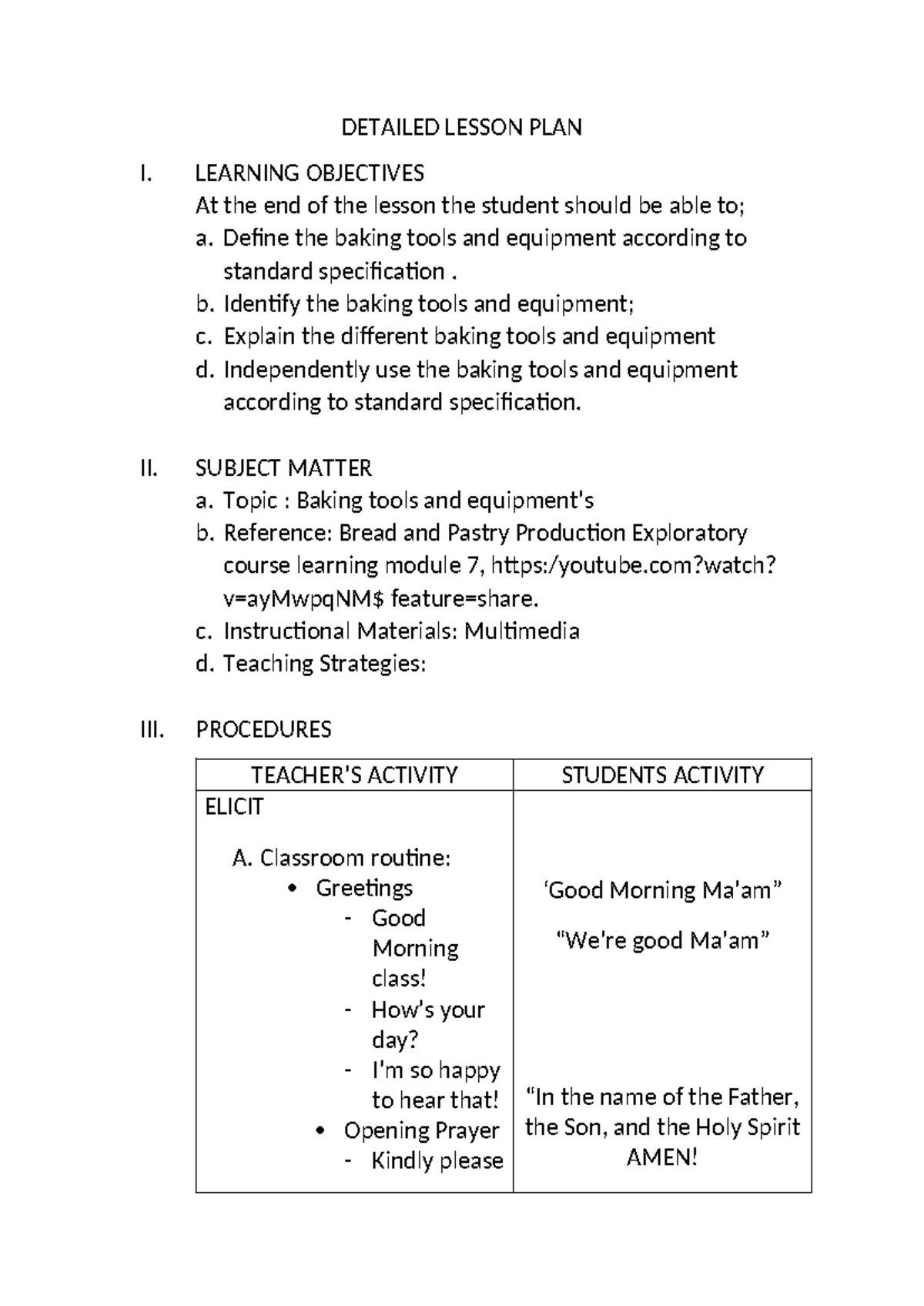Tools-AND- Equips-LP joyyy - DETAILED LESSON PLAN I. LEARNING ...
