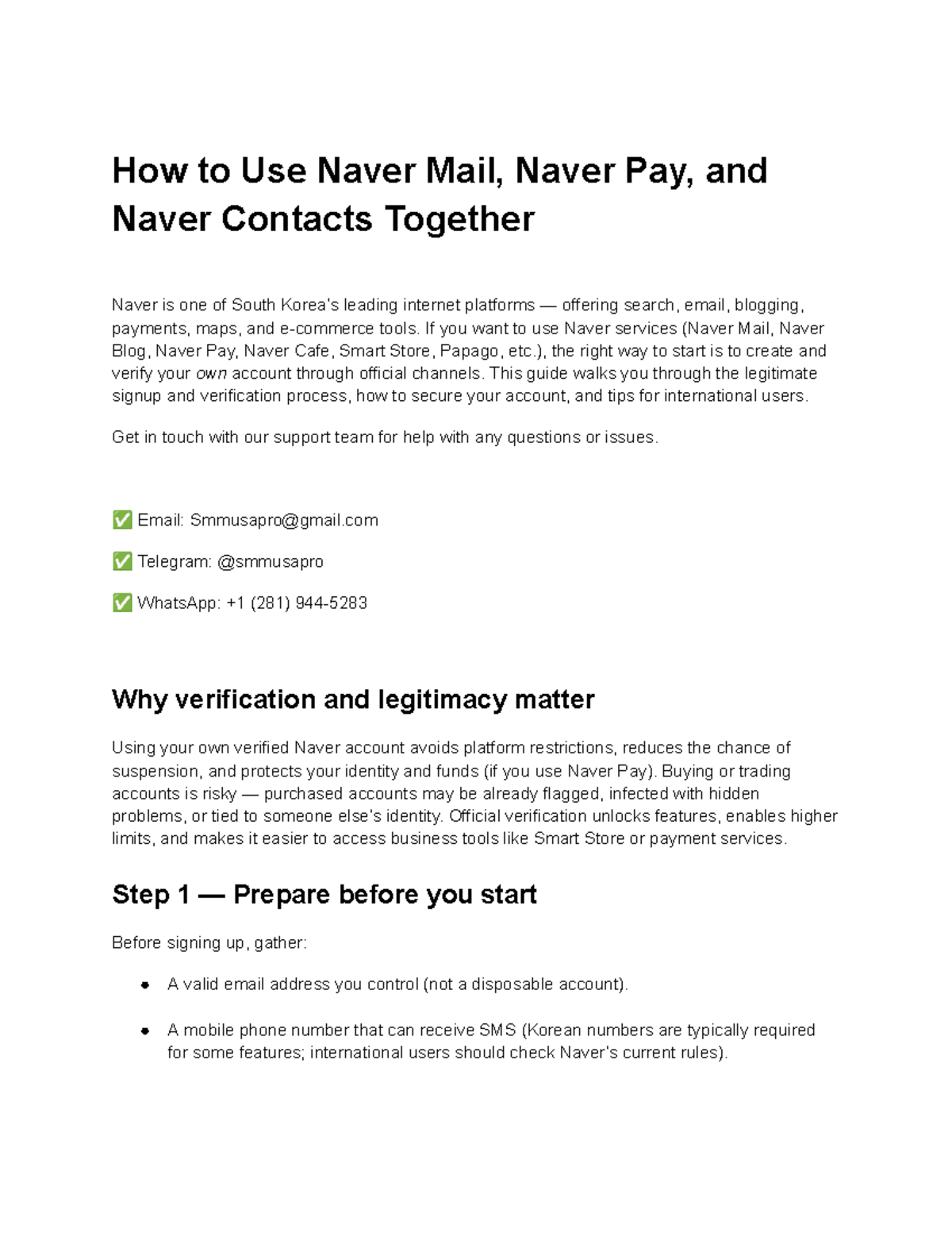 Naver Services Guide: Mail, Pay & Contacts Setup Instructions - Studocu