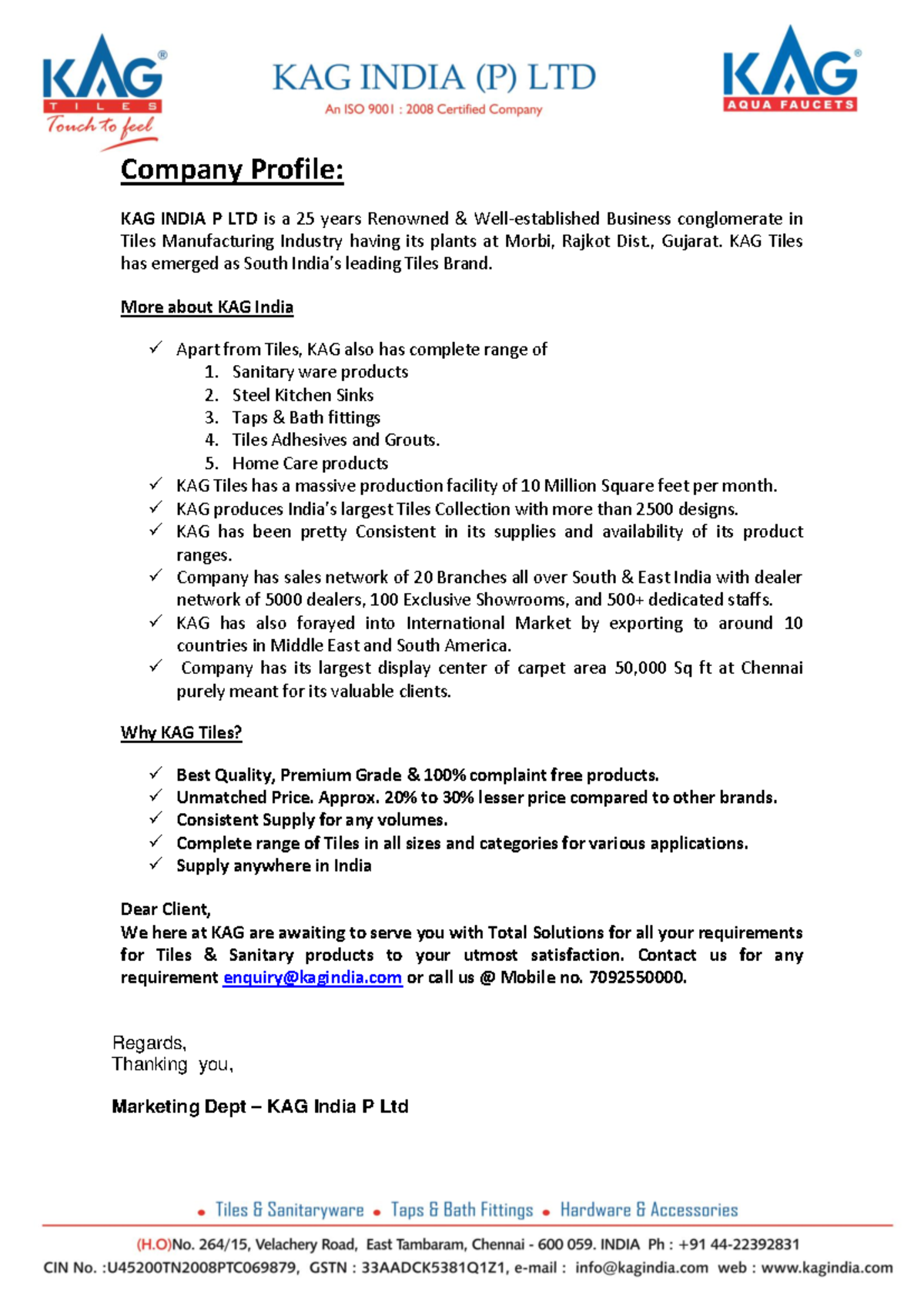 KAG Company Profile - kag tiles - Company Profile: KAG INDIA P LTD is a ...