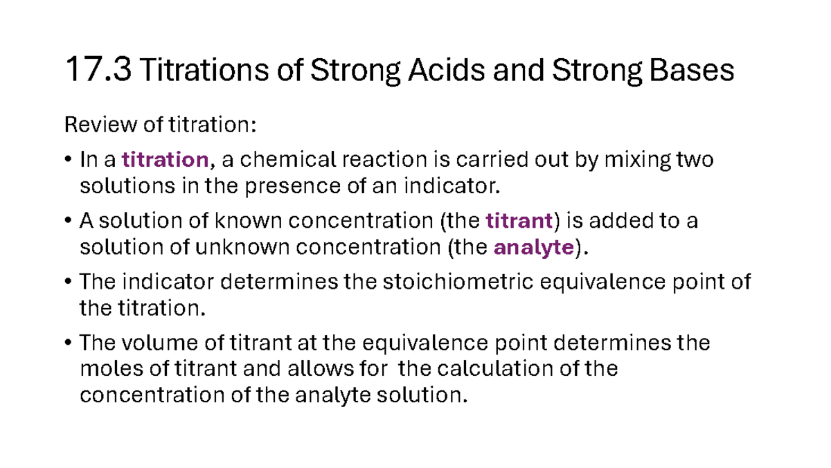 Titration Calculations for Weak and Strong Acids and Bases (CHAT 1180 ...
