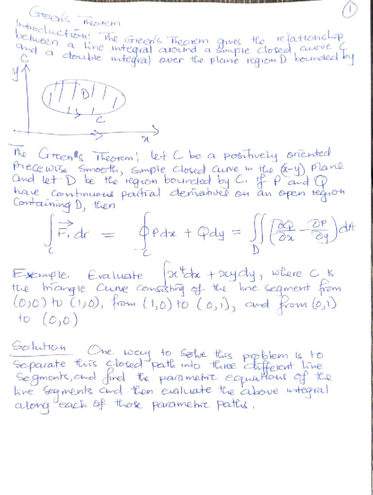 Lecture 11: Green's Theorem and Line Integrals in Plane Regions - Studocu