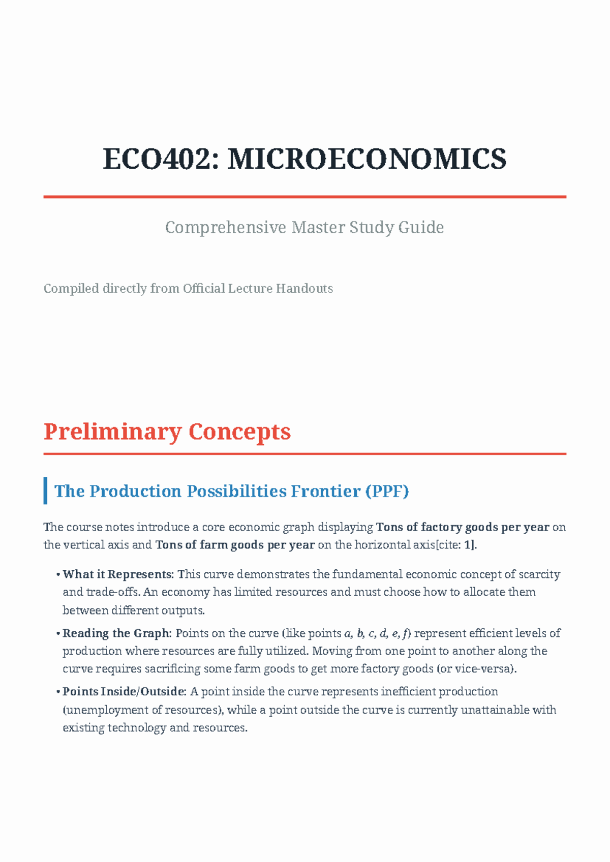 ECO402: MICROECONOMICS Comprehensive Study Guide on Key Concepts - Studocu