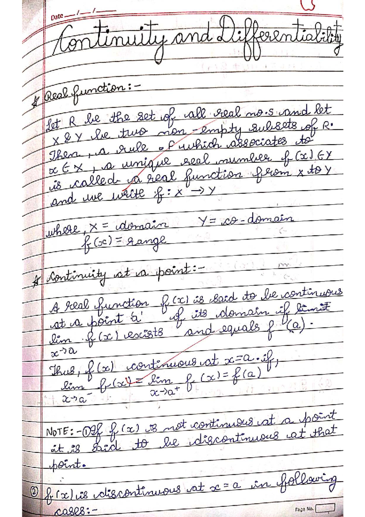 Continuity and Differentiability in Real Functions: MATH 101 - Studocu