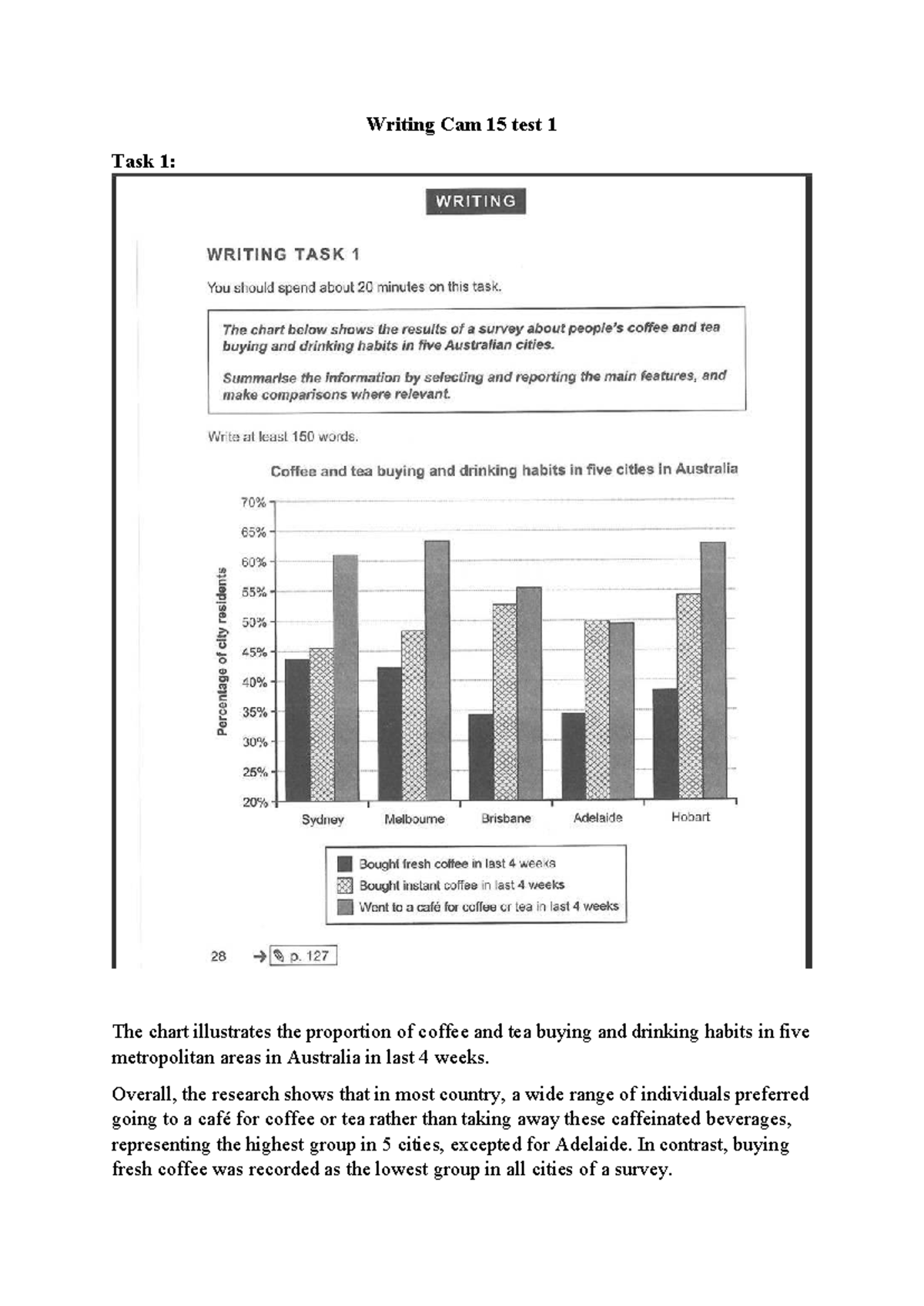 Writing Cam 15 Test 1: Coffee and Tea Consumption in Australia - Studocu